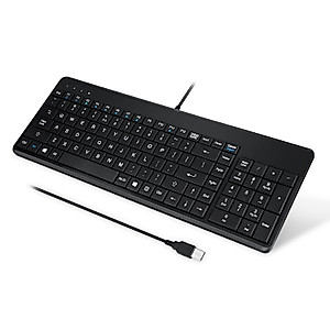 Perixx PERIBOARD-220 Wired USB Keyboard - Compact Size - 398x145x30 mm - US English Layout (11502)