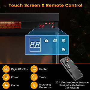 COSTWAY 3-Sided Electric Fireplace Insert with Remote Control, 23-inch Log Heater with Thermostat, Adjustable Brightness, 8H Timer, Overheat Protection, Fireplace Heater for Indoor Use, 1500W