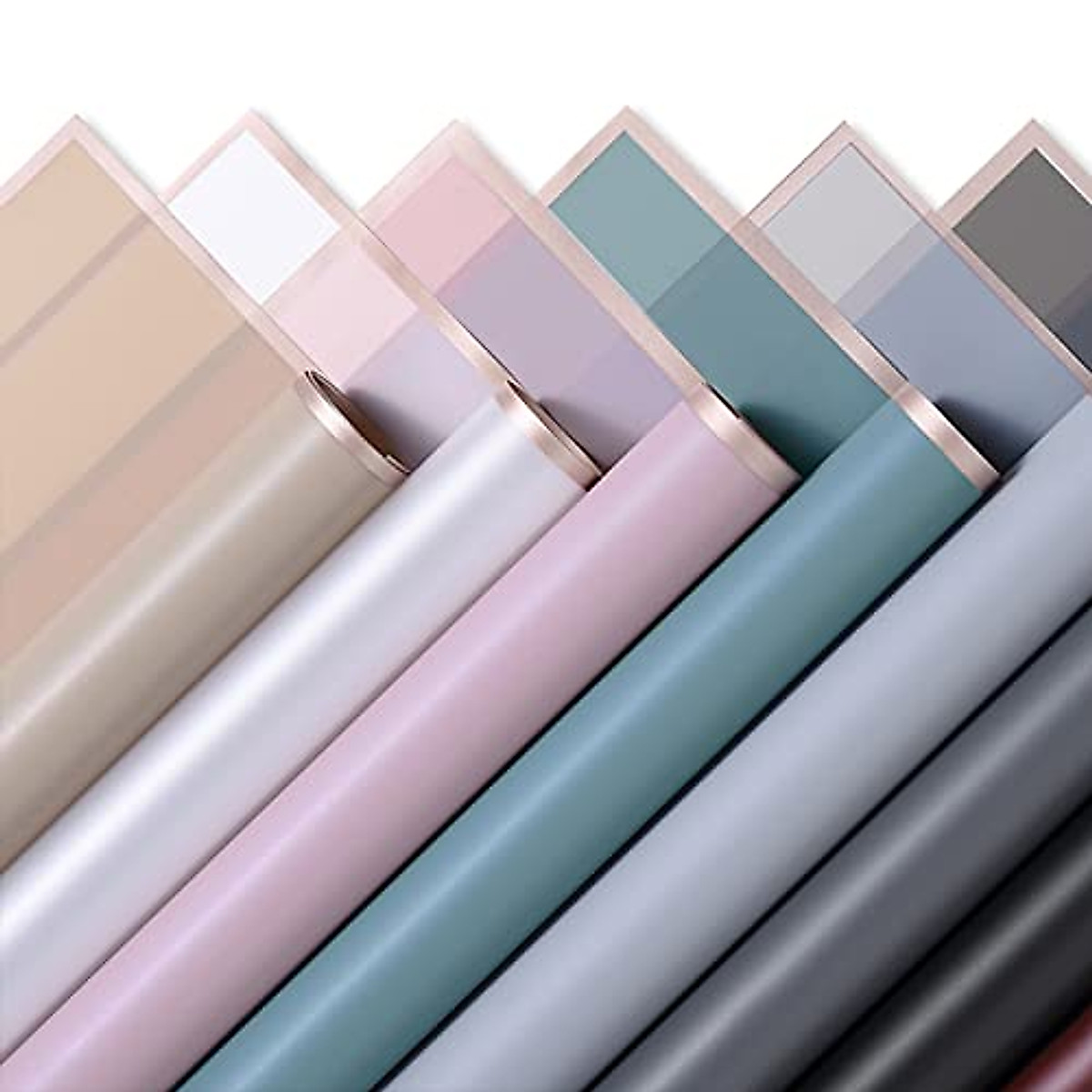 Korean Golden Edge Jelly Film Floral Wrapping Paper 20 Sheets Florist Supplies Waterproof Flower Bouquet Wrapping Paper Floral Supplies for Fresh Flowers, 23.6x23.6 Inch (Khaki)