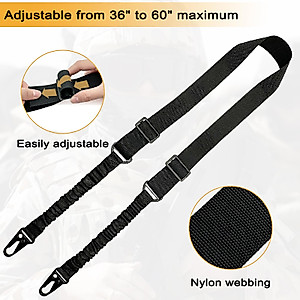 DDOUT 2 Point Rifle Sling Strap with Hooks, Durable 1.5 inch Webbing Gun Sling with All-Metal Hardware, Black