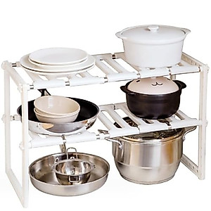 Under Sink Organizers and Storage Shelf,Expandable Cabinet Shelf Organizer Rack for Bedroom Bathroom Storage,Space-Saving Pot Lid Organizer