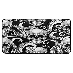 Kitchen Floor Mat Skull Octopus Tentacle Non Slip Absorbent Runner Rugs Doormat for Entryway Entrance Bathroom Garage Home Decor Indoor Outdoor 39"x20"