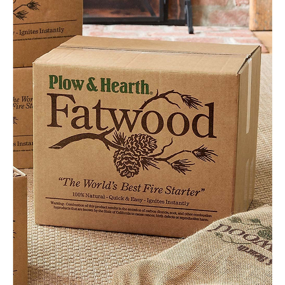 Plow & Hearth Fatwood Fire Starter Organic Kindling Firewood Sticks for Wood Stoves Fireplaces Campfires Fire Pits, Non Toxic, 30 LB - Approx 360 Sticks