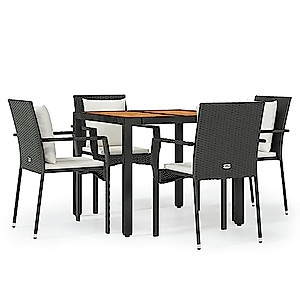 WFAUIBR Dining Set with Cushions 5 Piece Patio ，Bistro Sets,Coffee Table Sets, Whether You Have a Balcony, Lawn, Garden, or Poolside, This Set is Outdoor Spaces，Black，5 Piece 35.4"