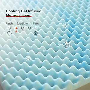 Sweetnight Queen Size 2 Inch Cooling Gel Memory Foam Mattress Topper, Waterproof, White