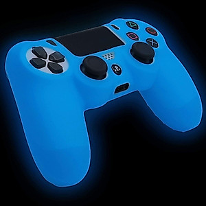 HLRAO Green Anti-Slip Glow in The Dark Protective Silicone Cover Skin Grips Compatible with PS5 Controller,8 PCS Thumb Grips Caps and 2 Grips Caps Glow in The Dark.