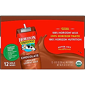 Horizon Organic Shelf-Stable 1% Low Fat milk Boxes, Chocolate, 12 Count(Pack of 1)