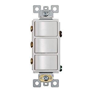 Broan-NuTone P3RW Three-Rocker Switch for Bathroom Exhaust Fan, White Wall Control Knob