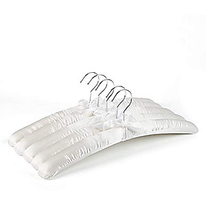 Amber Home 17 Inch Large Ivory Satin Padded Hangers for Women Clothing 5 Pack, Anti Slip Cushioned Hangers for Sweaters, Silk Hangers Fancy Dress Hangers for Wedding, Delicate Cashmere (Ivory, 5)
