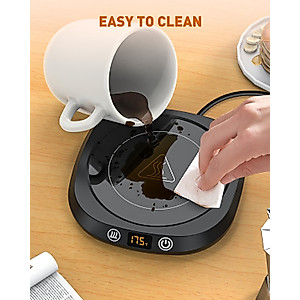 Coffee Mug Warmer, Fast Heating Cup Warmer for Desk, with 5 Temperature Levels & 1-12H Timer, Auto Shut Off Smart Beverage Warmer for Coffee, Tea, Water, Milk, Plug-in Model (Black)