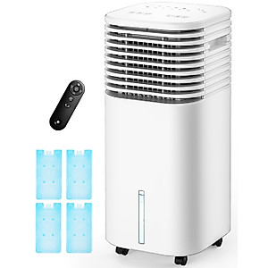 CENSTECH 4-IN-1 Portable Air Conditioners, Evaporative Air Cooler w/4 Modes & 3 Speeds, 15H Timer for Smart Auto-off, 2-Gal Tank for 20H Cooling,17FT Remote,No Hose Needed,120°Oscillating Swamp Cooler