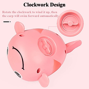 NEXTAKE Wind-up Carp Bath Toy for Kids, Windup Fish Bath Toy Bahtub Carp Toy Fish Floating Toy Carp Water Toy Swimming Fish Tub Toy for Toddlers (Pink)