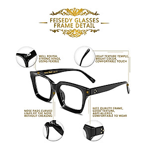 FEISEDY Blue Light Blocking Glasses Men Women Classic Thick Square Rim Frame Eyeglasses B2661