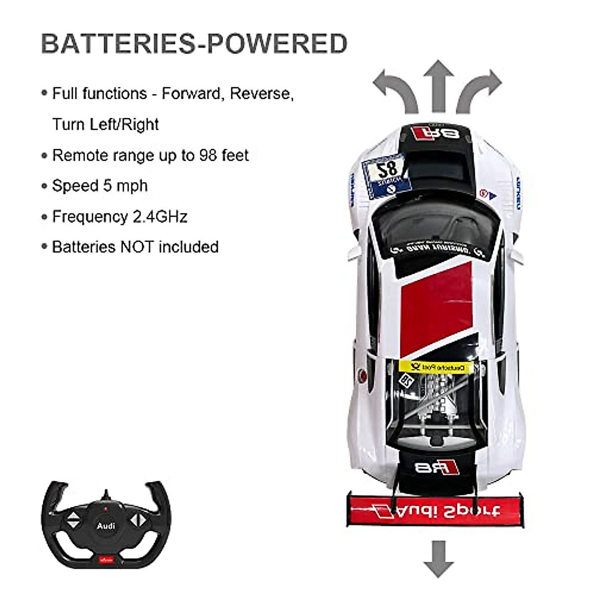 RASTAR Audi RC Car, 1/14 Audi R8 Performance Model Toy Car Sports Racing Remote Control Car for Adults Boys Girls Kids