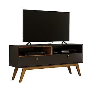 Boahaus Milwaukee Black Matte TV Stand - Mid-Century Modern Entertainment Center for TVs up to 55" - Durable Manufactured Wood - Ample Storage Cabinets