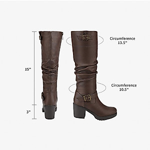 DREAM PAIRS Women's Brown Chunky Heel Knee High Boots Size 9 M US Chai-1