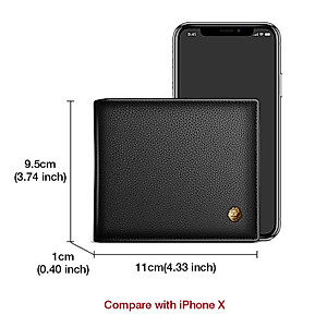 LAORENTOU Men's Wallet Genuine Leather Mens Bifold Wallets with Zipper Coin Pocket Casual Men Purse Slim Wallet