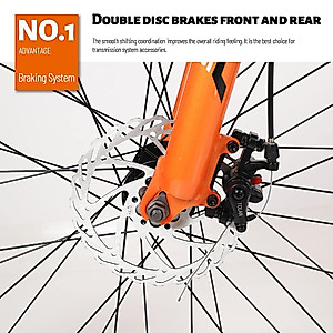 DSVF 26in 4.0 Fat Tire Mens Mountain Bike Road Bicycle, Medium Aluminum Frame City Bike, 21 Speed Adults Teens Road Bicycle Disc Brake Aluminum Soft Cushion Racing Bike【US Stock】 (Orange)