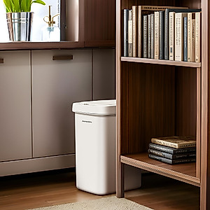 JOYBOS Small Trash Can with Lid for Bathroom, 3 Gallon Little Garbage Can, Slim Bedroom Trash Bin Waste Basket, Plastic Narrow Garbage Bin W/Press-top Lid for Toilet, Office, RV, Living Room