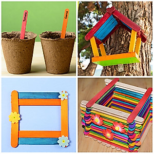 60 Pieces Jumbo Colored Popsicle Sticks, 8 Inch Natural Colored Wooden Craft Sticks, Multi-Purpose Rainbow Ice Cream Sticks for DIY Classroom Crafts, Home Art Projects and Plant Labels