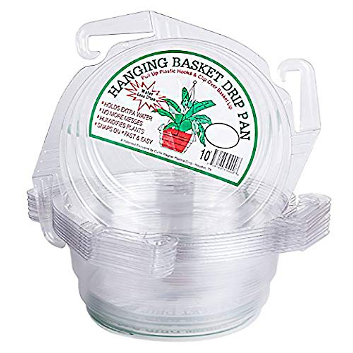Curtis Wagner 10" Clear Hanging Basket Drip Pan Saucer (10-Pack)