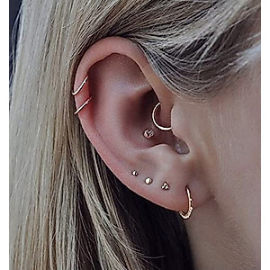 Motbegit Small Gold Hoop Earrings: 14K Gold Plated Huggie Hoop Earrings for Cartilage Helix Tragus 18g Tiny Thin Hoop Earrings for Women Men