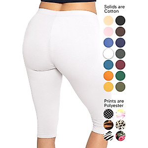 STRETCH IS COMFORT Women's Knee Length Leggings White X-Large