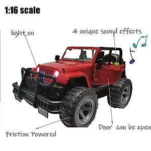 YesToys Car Toy Off-Road Military Fighter Friction Powered Toy Vehicle with Fun Lights & Sounds