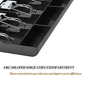 Money Tray Cash Register Drawer Insert Tray Portable Currency Till Replacement Money Organizer Storage Box with 5 Bills 4 Coins Compartments (5 Bills 4 Coins Metal Clip)
