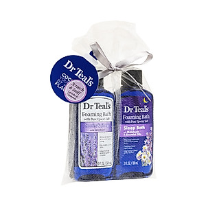 Dr Teal's Foaming Bath Holiday Gift Combo Pack (6 fl oz Total), Soothe & Sleep with Lavender, and Sleep Bath with Melatonin. Treat Your Skin, Your Senses, and Your Stress.
