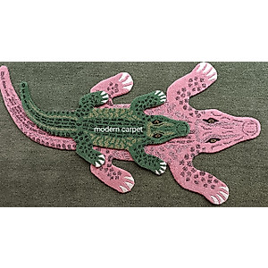 Generic Crocodile Rug 3x6 Ft Rugs Skin Shape 100% Area Rugs Woolen Rugs Handmade Tufted for Room Bedroom Bathroom by Modern Carpet, Multycolor (2x4 feet)