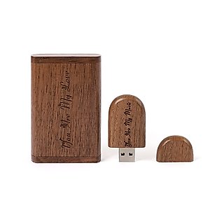 ZLP Customized Gift Wooden 64GB USB 2.0 Flash Drive Memroy Stick Disk Super Speed Thumb Drive Jump Drive and Box Logo Gift Commemorative Custom for Birthday Wedding 64G Walnut