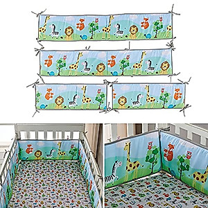 4Pcs Crib Bumpers Padded Crib Liner for Baby Boys Girls, Breathable Baby Crib Bumper Pads for Sides Mesh Crib Liners, Soft Cotton Crib Protector Bumper Thick Bumper Pads for Baby Toddler Crib Covers