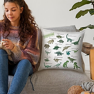 Qlmx Dinosaur Silk Pillow Cases for Kids Pillowcase - 18x18 Pillow Cases Decorative Pillow Covers for Bed, Dinosaur Pillowcase Satin Pillowcase for Hair and Skin, Cotton Kids Pillow Cover for Boys