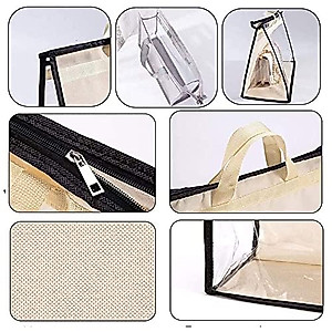 Dust Bags for Handbags - Purse Storage Organizer for Closet Moistureproof and Dustproof  Cover Hanging with Zipper and Handle (Black-XL)