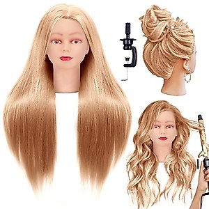 Cosmetology Mannequin Head with Synthetic Hair and Adjustable Stand 26-28" Blonde for Braiding Hair Styling Training Hairart Hairdressing Salon Display (Blonde 2)
