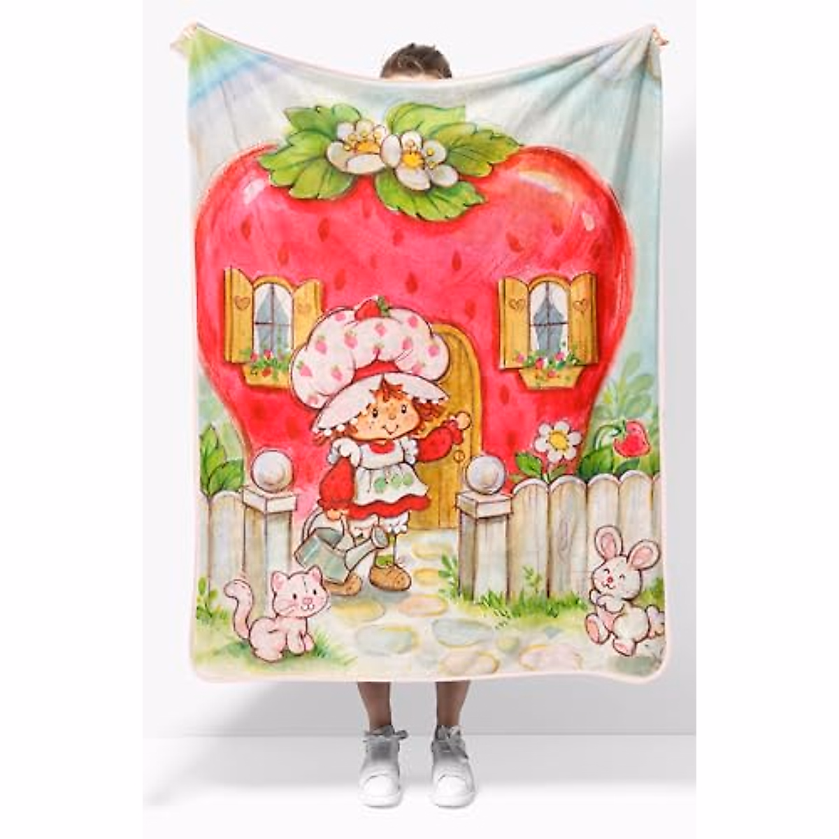 Strawberry Shortcake Berry Playhouse Plush Travel Throw Blanket - Measures 40 x 50 Inches - Kids Super Soft Lightweight Bedding