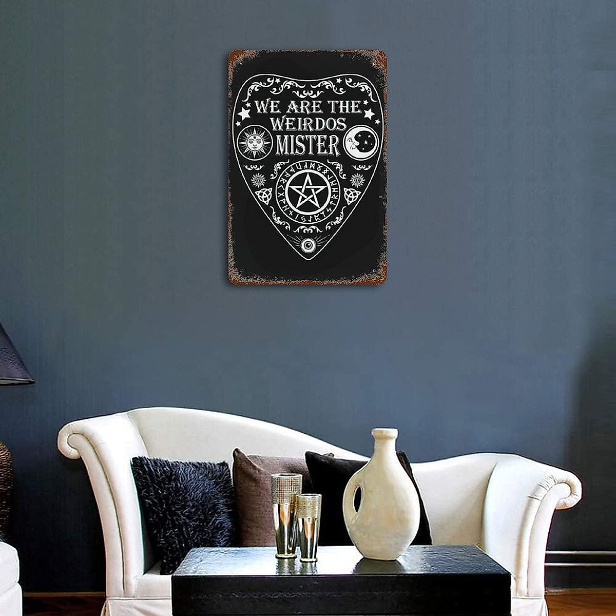 JPKIROZR 11.8*7.9in retro Halloween We Are The Weirdos sir Witchy Gothic Home Decor tin sign metal poster wall plaque decoration bar cafe garage cave club garden Funny art white-style-7-1-1