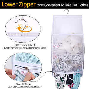 Hanging Collapsible Breathable Mesh laundry bags,Fast Drying Portable Space Saving Laundry Hamper for dorm,Rv Laundry Hamper Storage (White)