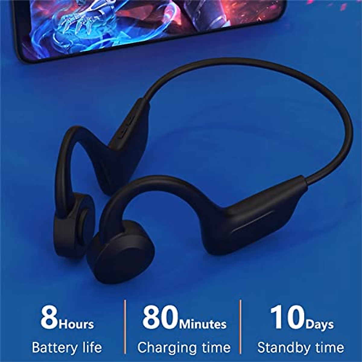 Wireless Bluetooth Headset Noise Reduction Osteoconductive Headphone Ear Hook Sports Earphone Business Headset Comfortable for Prolonged Wear