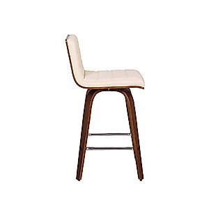 Armen Living Vienna Counter Height Bar Stool Kitchen and Dining, 26" Cream/Walnut, More color/size option