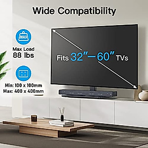 PERLESMITH Universal TV Stand Table Top TV Base for 32 to 60 inch LCD LED OLED 4K Flat Screen TVs-Height Adjustable TV Mount Stand with Tempered Glass Base,VESA 400x400mm,Holds up to 88lbs,PSTVS15