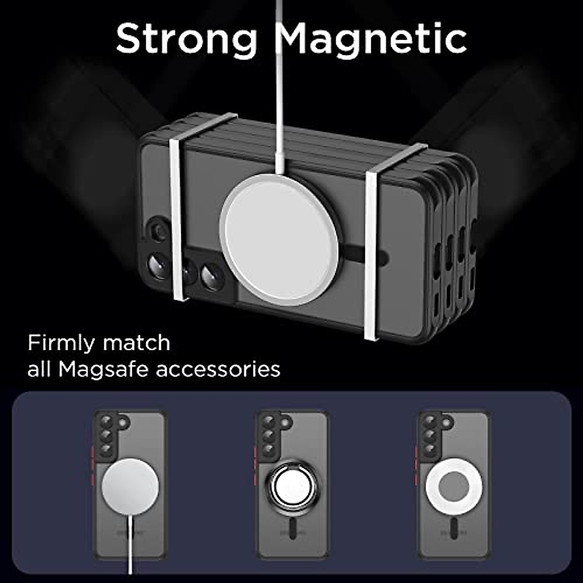 HONGRVWI Magnetic Adapter Ring，Qi-Enabled Devices and Snap/Snap+ Wireless accessorie，Includes 2 Magnetic Rings and 2 Auxiliary Installation Tools，Works with iPhone, Android, Samsung Phones (Black)