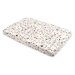 Babyletto 100% Organic Cotton Mini Crib Sheet, GOTS-Certified, Fitted 360°, Ultra-Soft and Breathable Muslin - Terrazzo