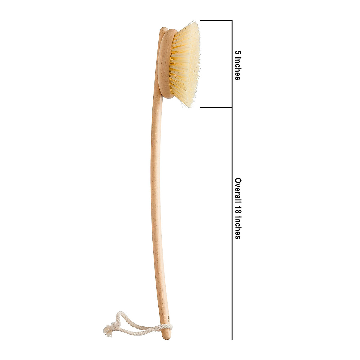 Redecker 100% Made in Germany Round Tampico Fiber Bath Brush with Extra-Long Oiled Beechwood Handle, 18-1/2-Inches