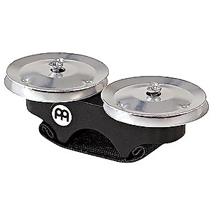 Meinl Percussion Finger Jingle Tambourine for Cajons, Bongos, Djembes, Congas and Hand Drums — NOT Made in China — Aluminum, 2 Year Warranty, FJS1A-BK