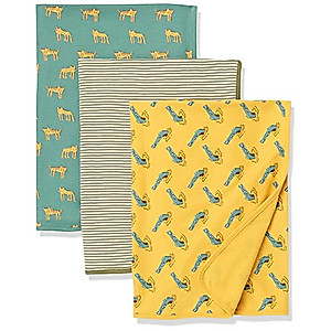 Amazon Essentials Unisex Kids' Swaddle Blankets, Pack of 3, 3-Pack Green Jungle, One Size