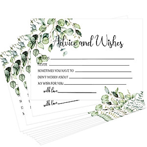 Zonon Advice and Wishes Cards, Uncoated Wedding Advice Cards Heavyweight Printed Guestbook Cards for the Bride and Groom, Baby Shower, Bridal Shower, Wedding Shower, Birthday Party(Leaf Theme)