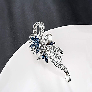 Merdia Created Crystal Brooch Fancy Vintage Style Flower Brooch Pin for Women,ladies with Blue/Purple Created Crystal | Vintage Fashion | Brooches and Pins for Women | Ladies Jewelry | Blue