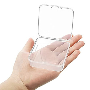10Pcs Clear Small Plastic Containers Transparent Storage Box with Hinged Lid for Jewelry Earplugs (3.5x3.5x1.5CM)